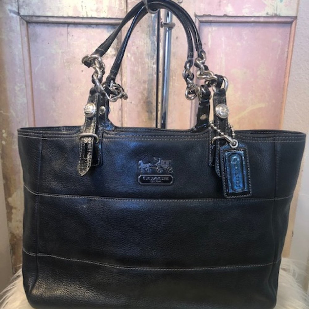Coach Leather Hand/Shoulder Bag With Chain Handle - Gem